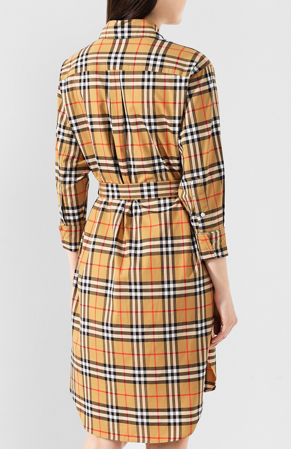 Женское коричневое хлопковое платье BURBERRY купить в интернет-магазине ...