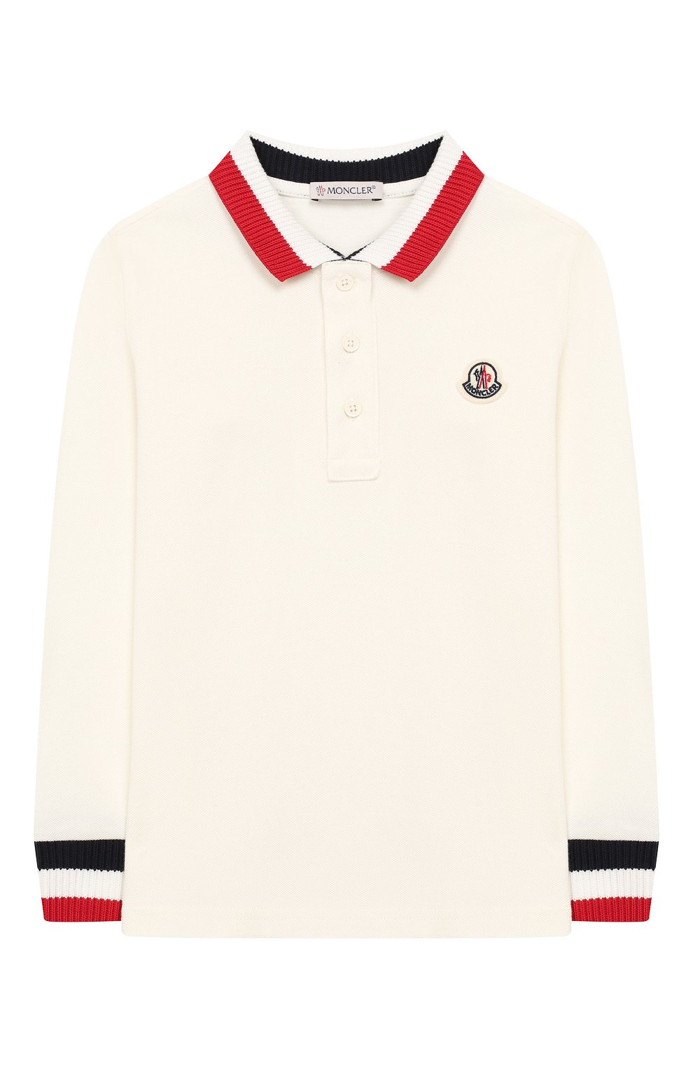 Хлопковое поло MONCLER ENFANT детское белого цвета — купить в интернет ...