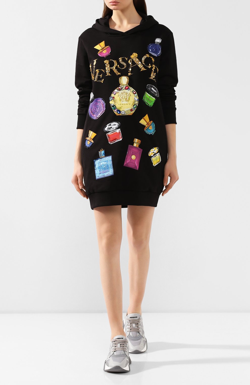 Женский черный хлопковое худи VERSACE купить в интернет-магазине ЦУМ ...