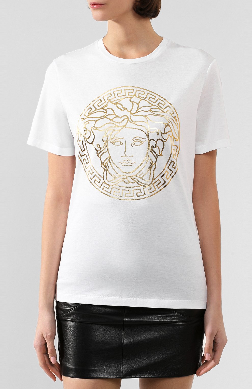 Женская белая хлопковая футболка VERSACE купить в интернет-магазине ЦУМ ...