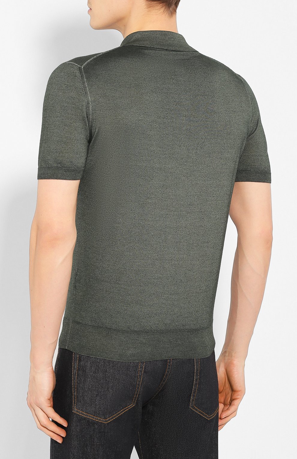 Мужское зеленое поло из смеси шерсти и шелка CANALI купить в интернет ...