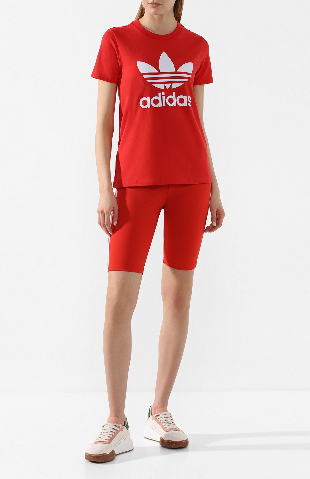 Женская красная хлопковая футболка ADIDAS ORIGINALS купить в интернет ...