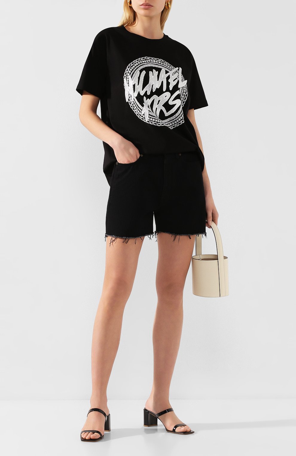 Женская черная хлопковая футболка MICHAEL MICHAEL KORS купить в ...