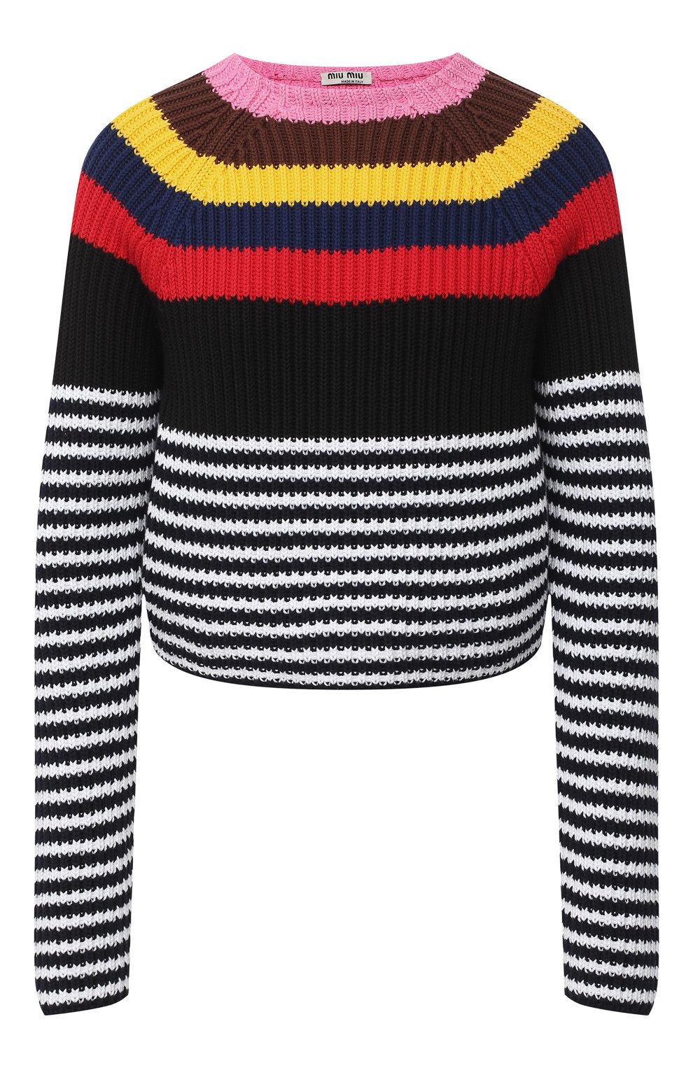 Женский черный хлопковый свитер Miu Miu — купить за 43000 руб в