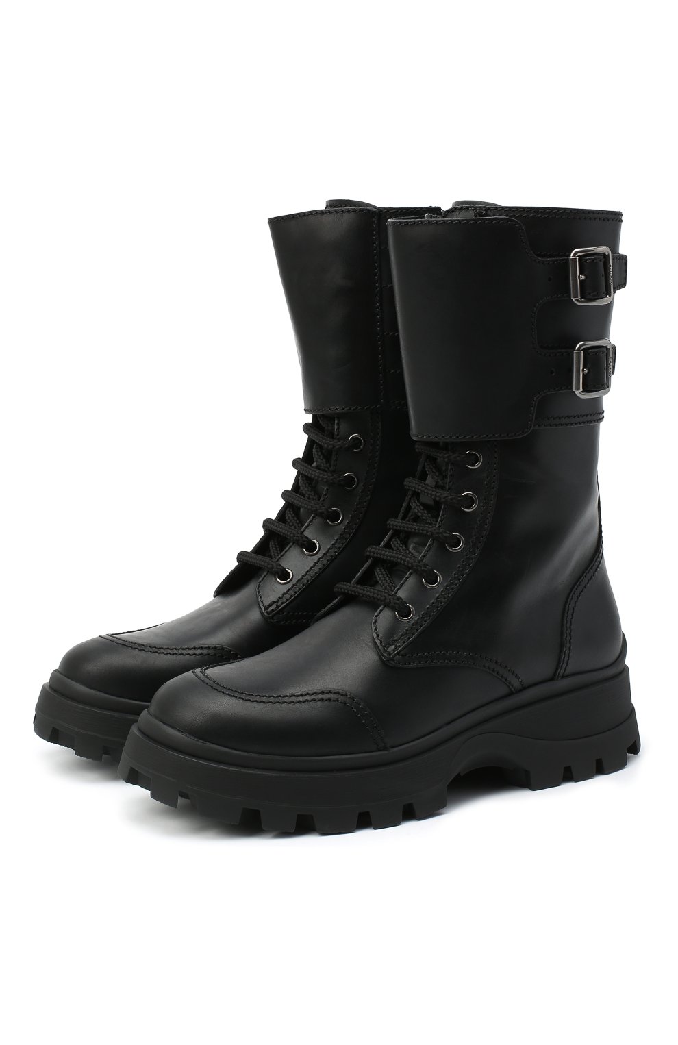 Женские черные кожаные ботинки Miu Miu — купить в интернет магазине ЦУМ арт 5u296d 3kl9