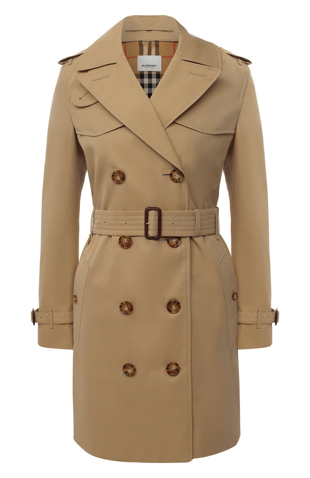 Женский бежевый хлопковый тренч kensington BURBERRY — купить в интернет ...