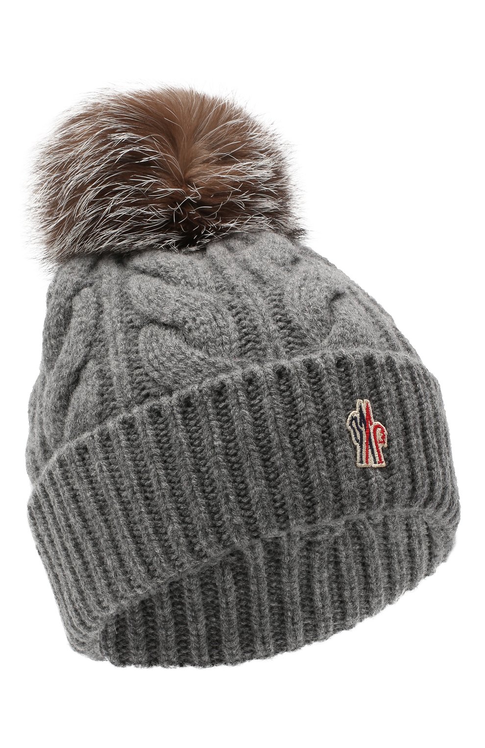 Женская серая шерстяная шапка MONCLER купить в интернет-магазине ЦУМ ...