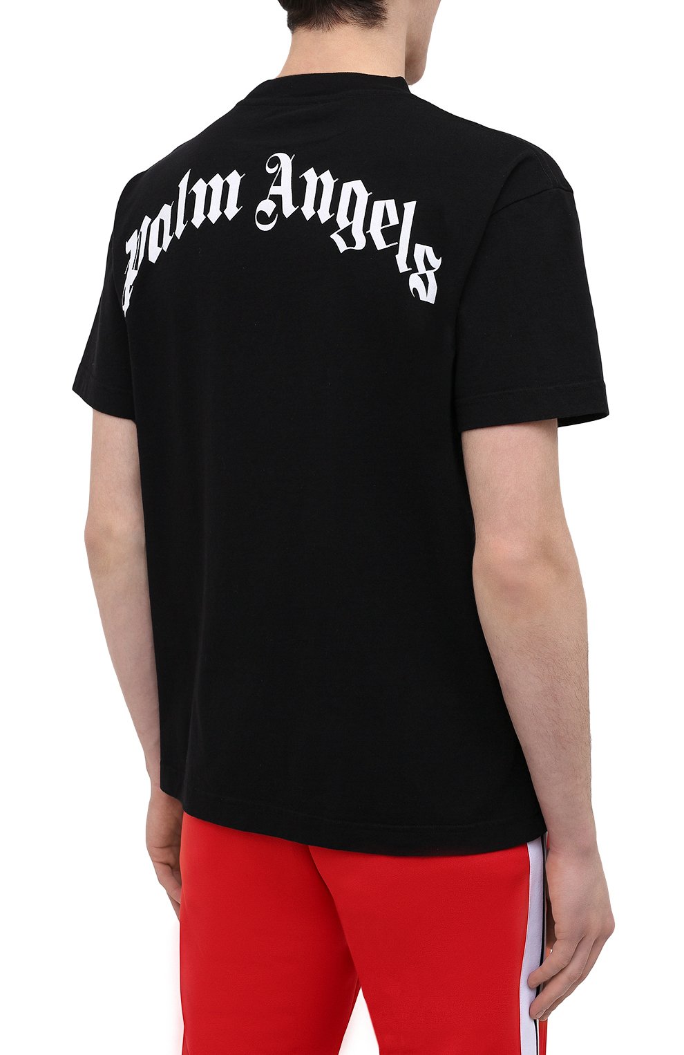 Мужская черная хлопковая футболка PALM ANGELS купить в интернет ...