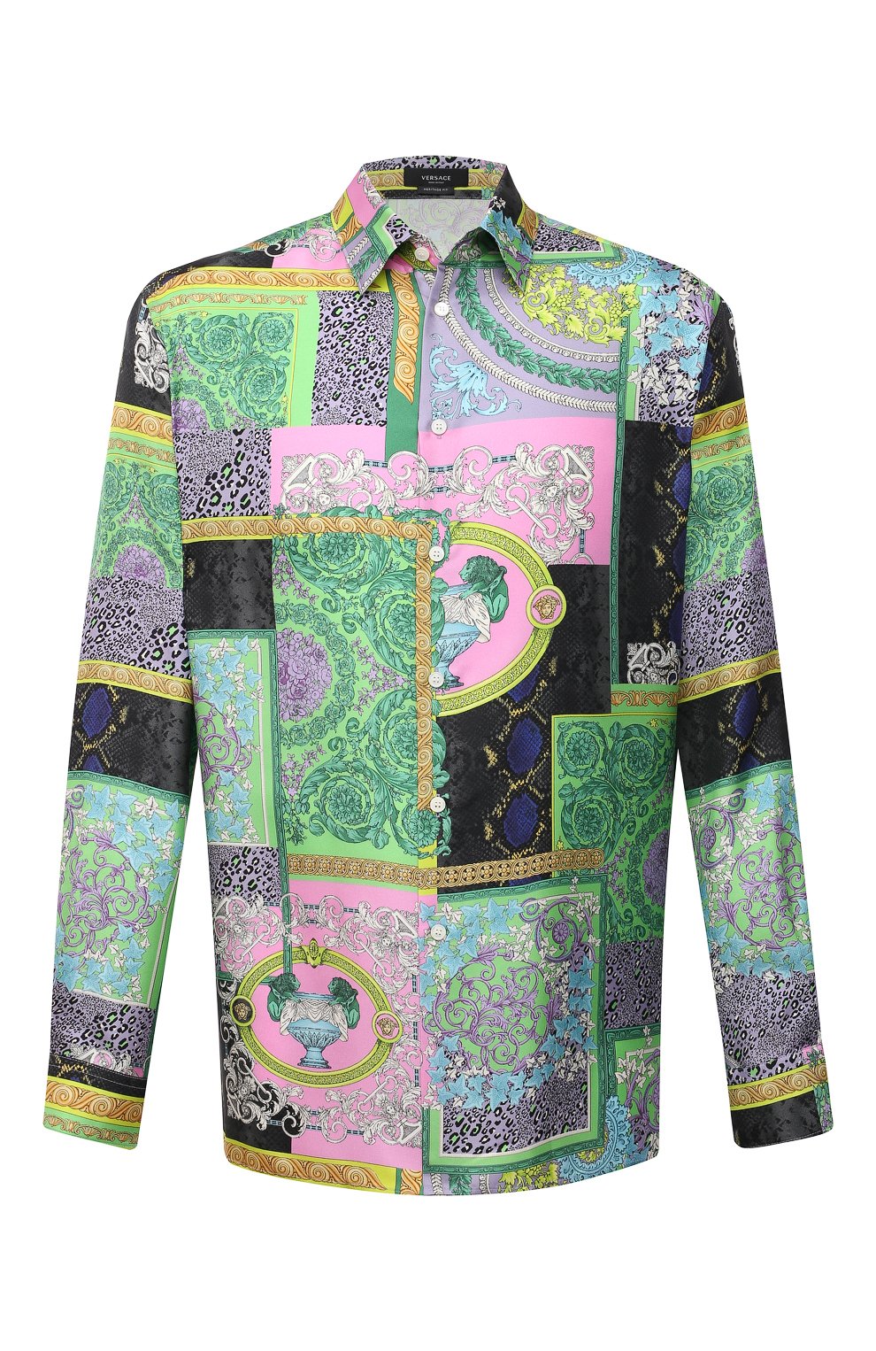 Мужская разноцветная шелковая рубашка VERSACE купить в интернет ...