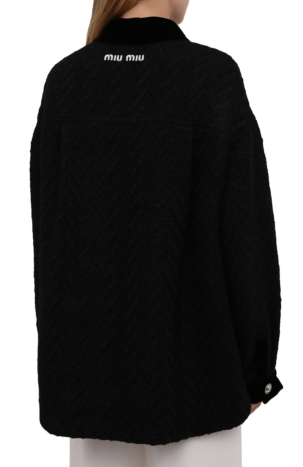Женская черная шерстяная куртка Miu Miu купить в интернет магазине ЦУМ арт Ml796 1zux F0002