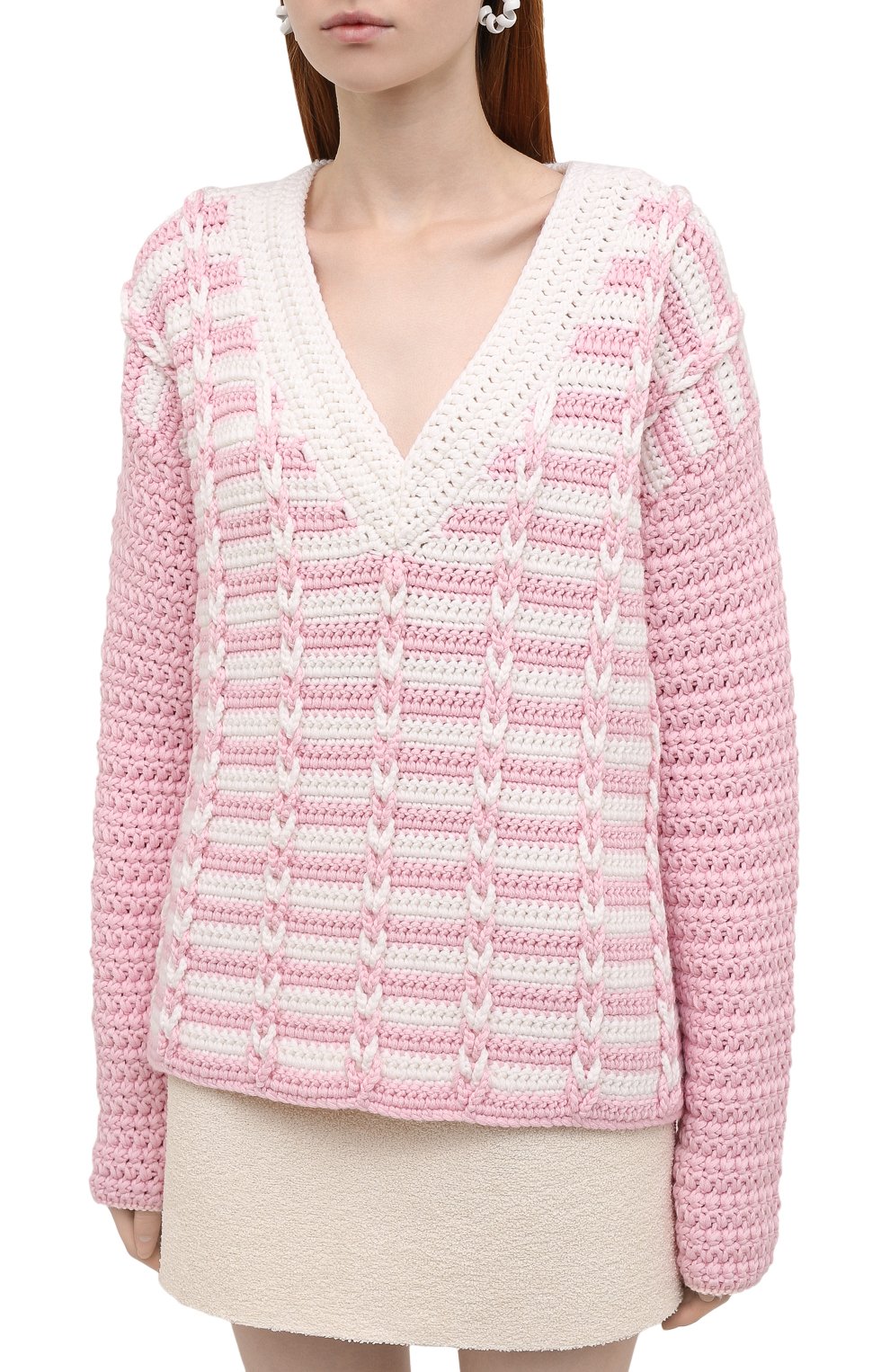 Женский розовый шерстяной свитер Miu Miu купить в интернет магазине ЦУМ