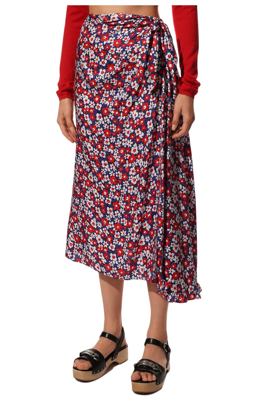 Женская разноцветная шелковая юбка Miu Miu купить в интернет магазине