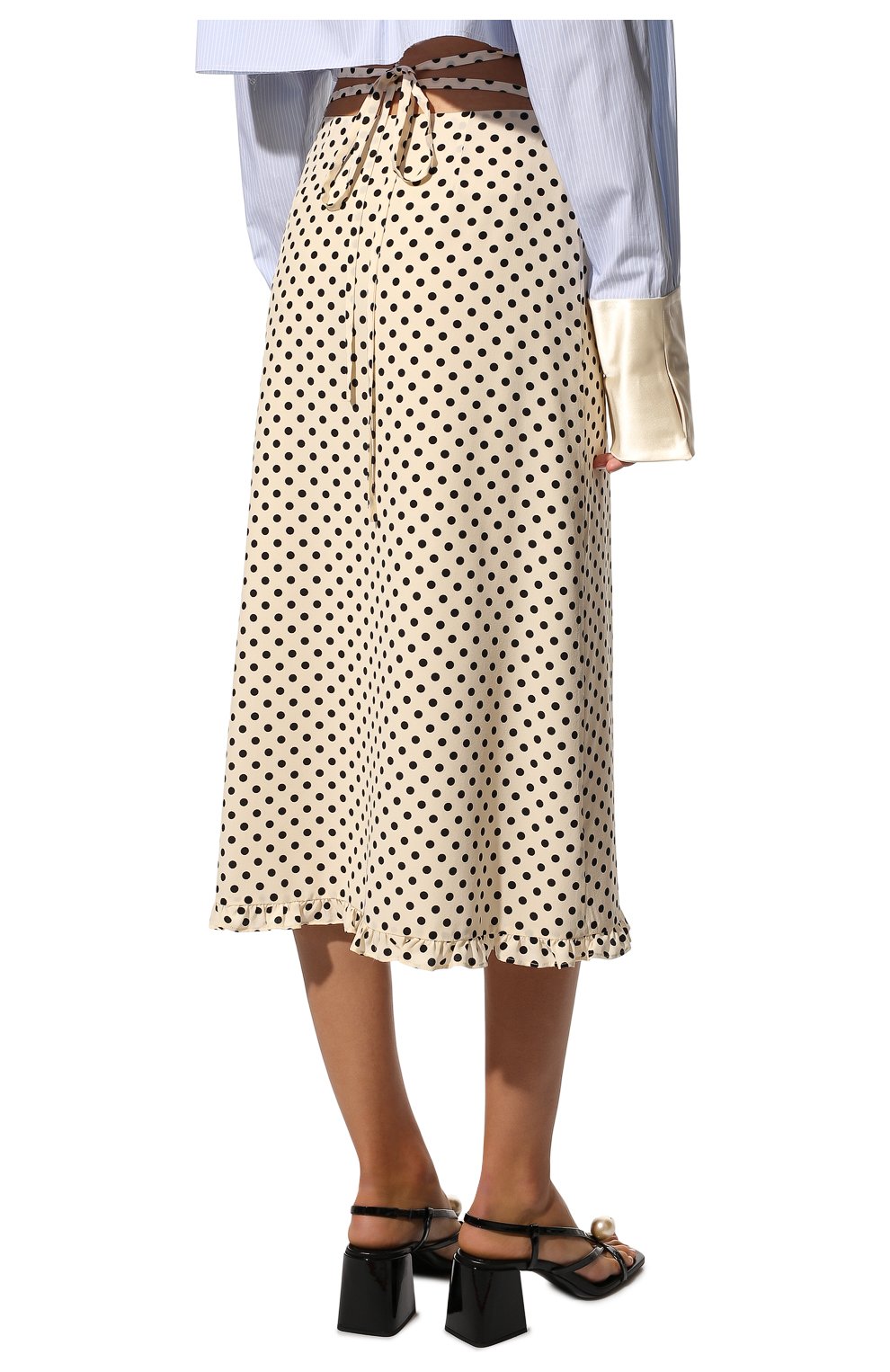 Женская кремовая шелковая юбка Miu Miu купить в интернет магазине ЦУМ