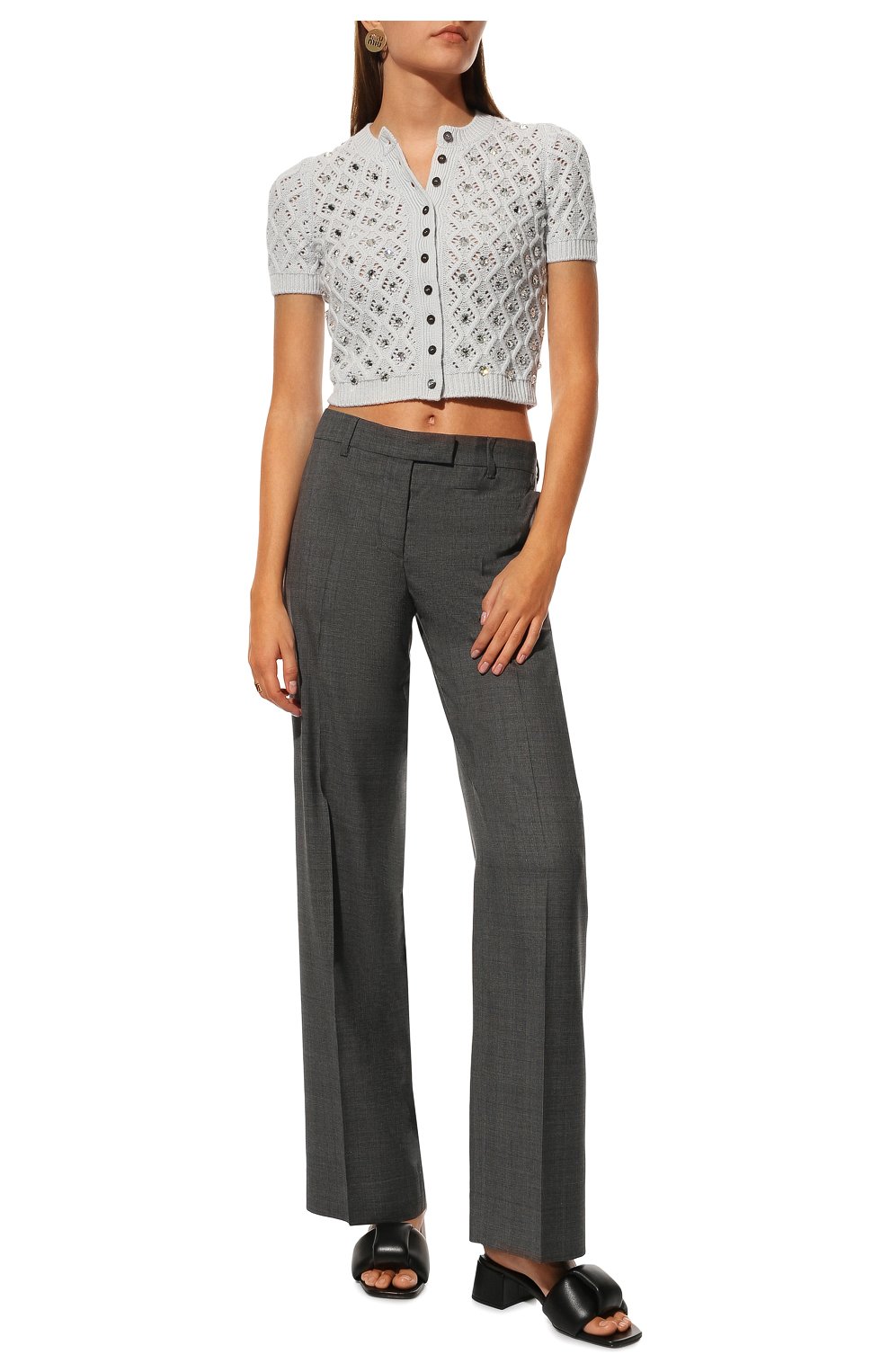 Женский светло серый кашемировый кардиган Miu Miu купить в интернет магазине ЦУМ арт Mmf378