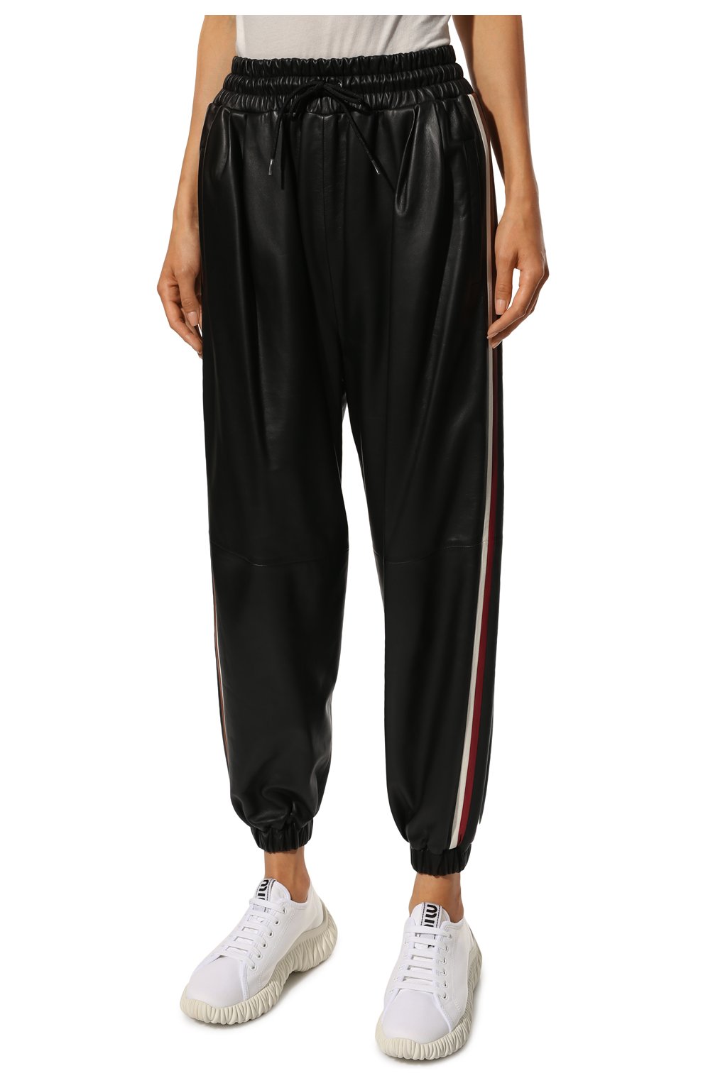 Женские черные кожаные джоггеры Miu Miu — купить в интернет магазине ЦУМ арт Mpp325 Fly F0002