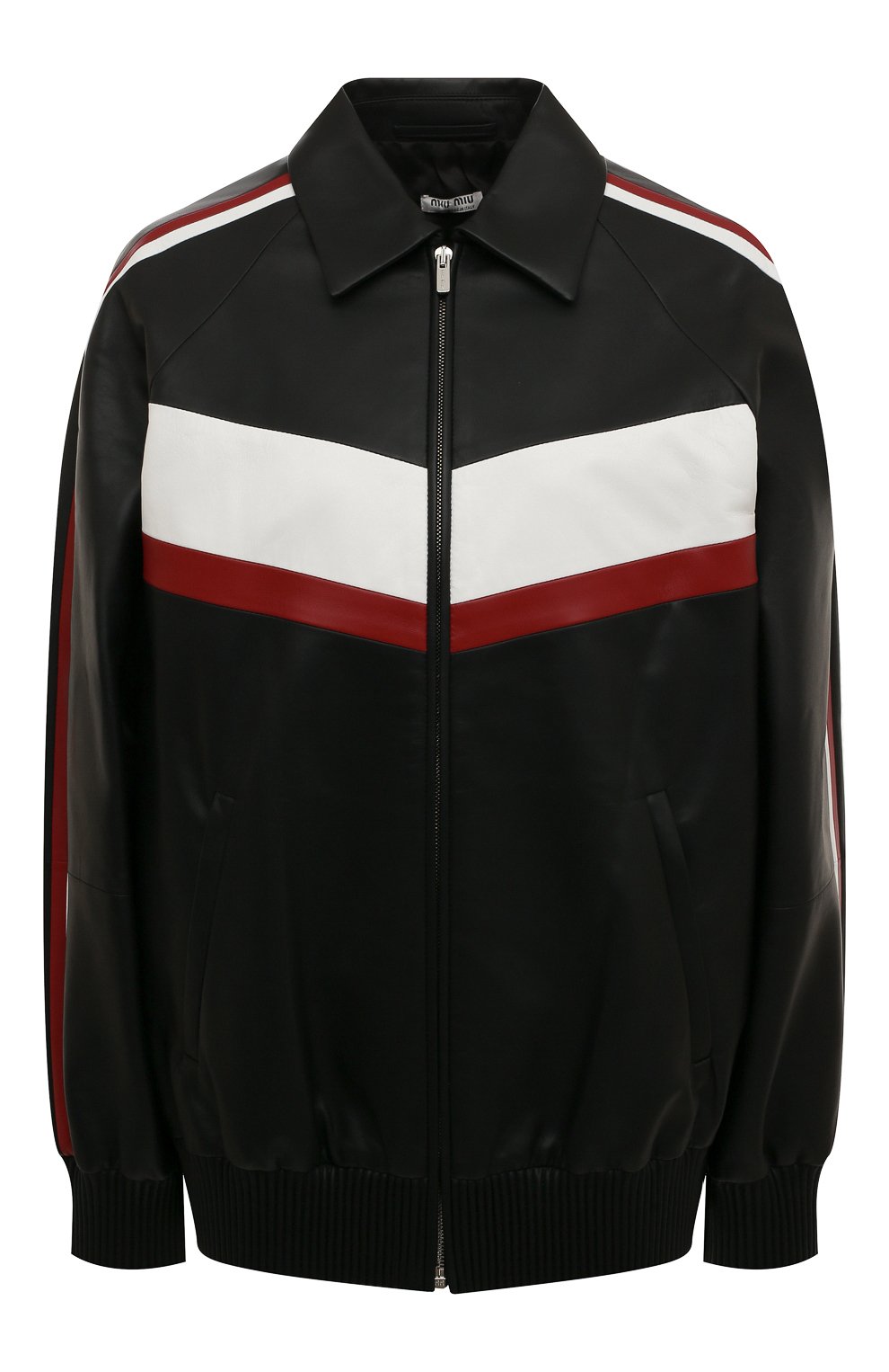 Женский черный кожаный бомбер Miu Miu — купить в интернет магазине ЦУМ арт Mpv779 Fly F0002