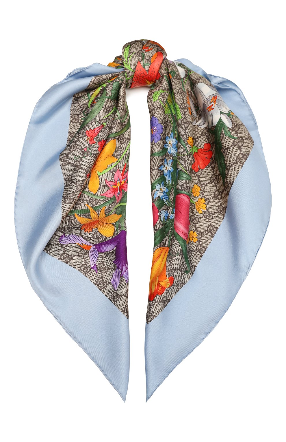 Женский светло-голубой шелковый платок GUCCI купить в интернет-магазине ...