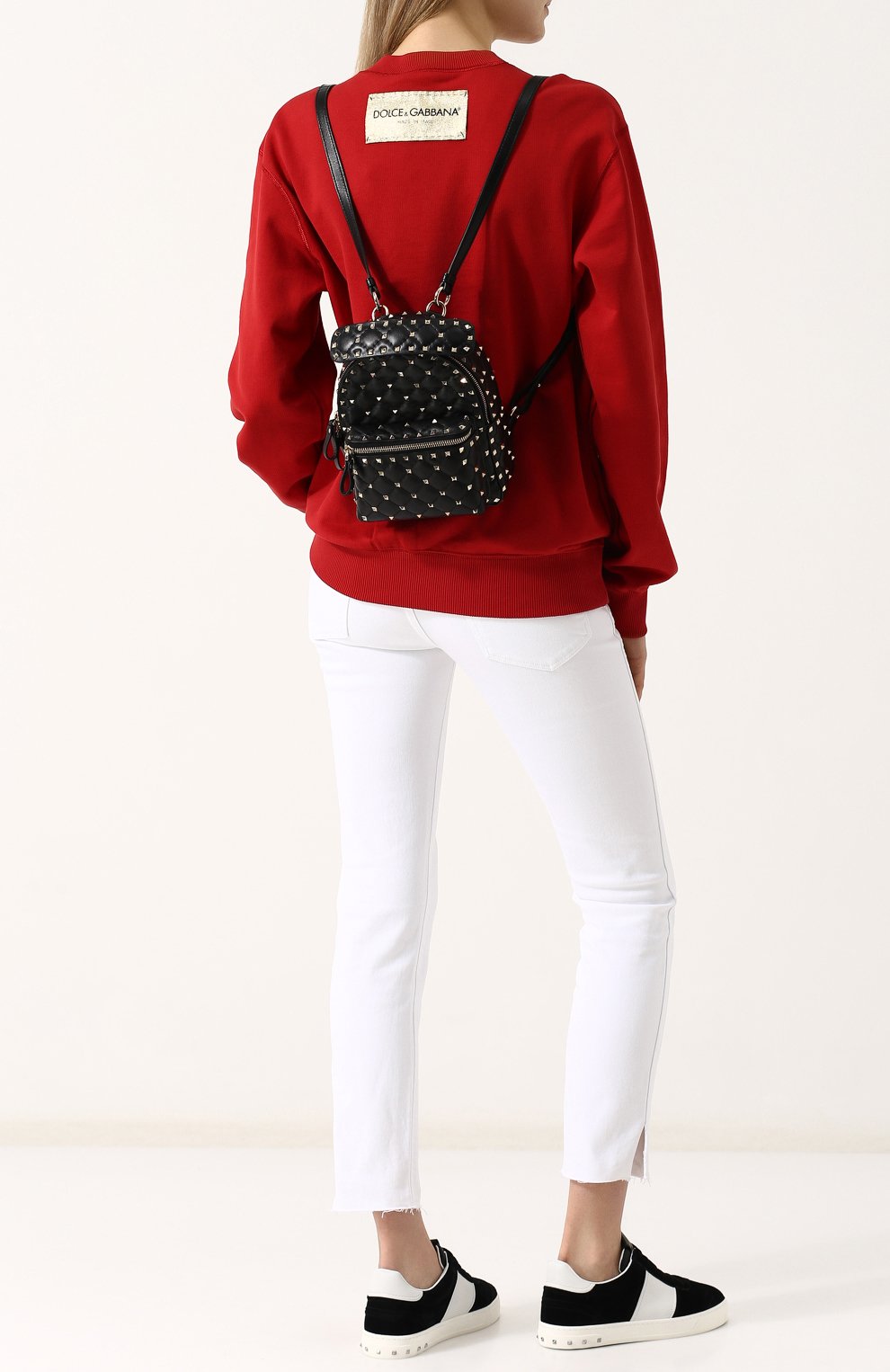 Женский черный рюкзак rockstud spike mini VALENTINO купить в интернет ...