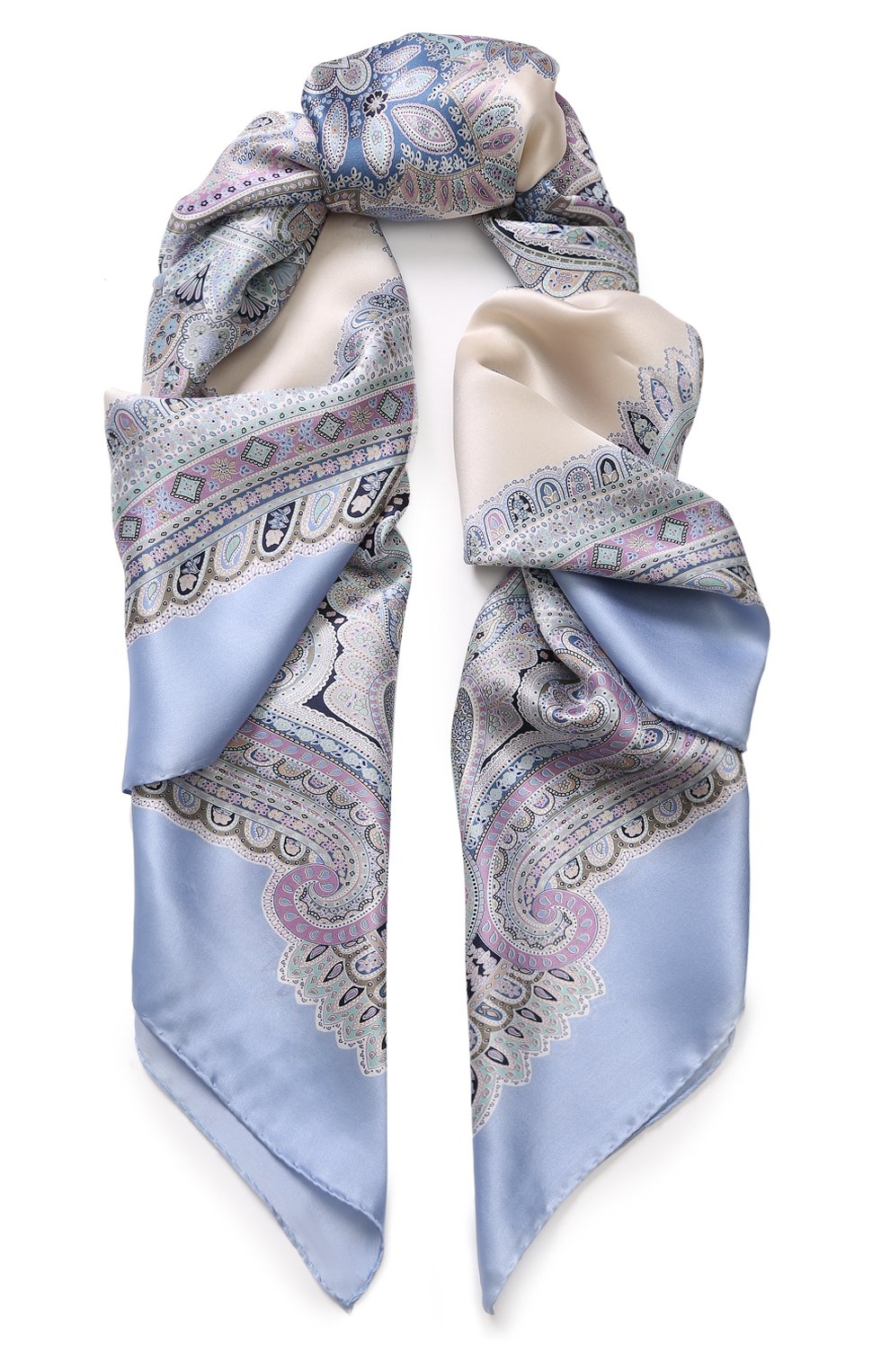 Женский голубой шелковый платок с принтом MICHELE BINDA купить в интернет-магазине ЦУМ, арт ...