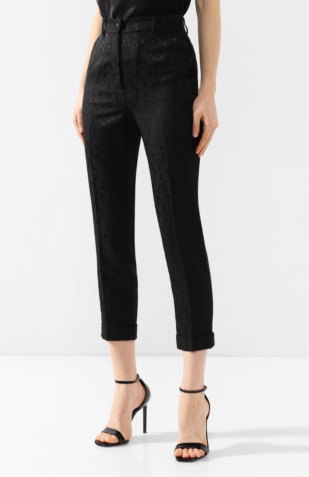 Женские черные жаккардовые брюки DOLCE & GABBANA купить в интернет ...